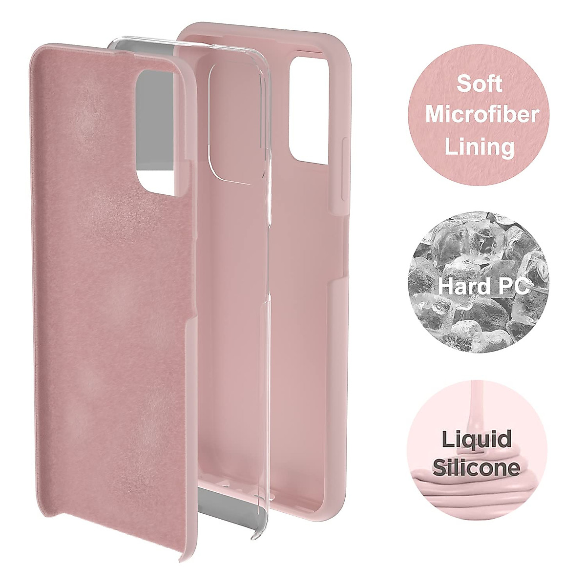 NUIMADL Galaxy A03S Case 6.5 inch, Soft Liquid Silicone Protective and Anti-Scratch Microfiber Lining Shockproof Compatible with A03S Cover (Pink)