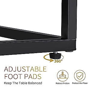 Possile C Shaped Side Table Set of 2, Marble End Table for Sofa and Bed, Couch Table That Slide Under, Snack Side Table for Living Room, Bedroom or Small Spaces, White and Black