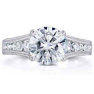 Kobelli Forever One (D-F) Moissanite & Channel Diamond Engagement Ring 2 1/2 CTW 14k White Gold, Size 9