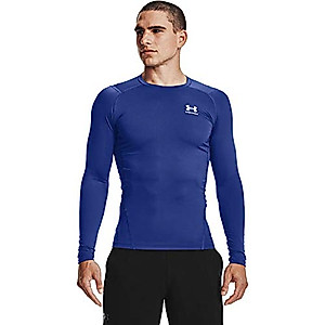 Under Armour Men's Armour HeatGear Compression Long-Sleeve T-Shirt , Royal Blue (400)/White, Large