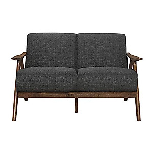 Lexicon Elle Fabric Loveseat, Dark Gray