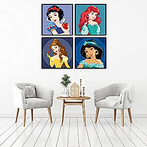 cupmod 4 Pack Cartoon Character Paint by Number for Kids Ages 4-8,Easy Acrylic Paint by Number for Kids On Canvas,Oil Painting Paint by Number Kits Gift for Kids(Framed)