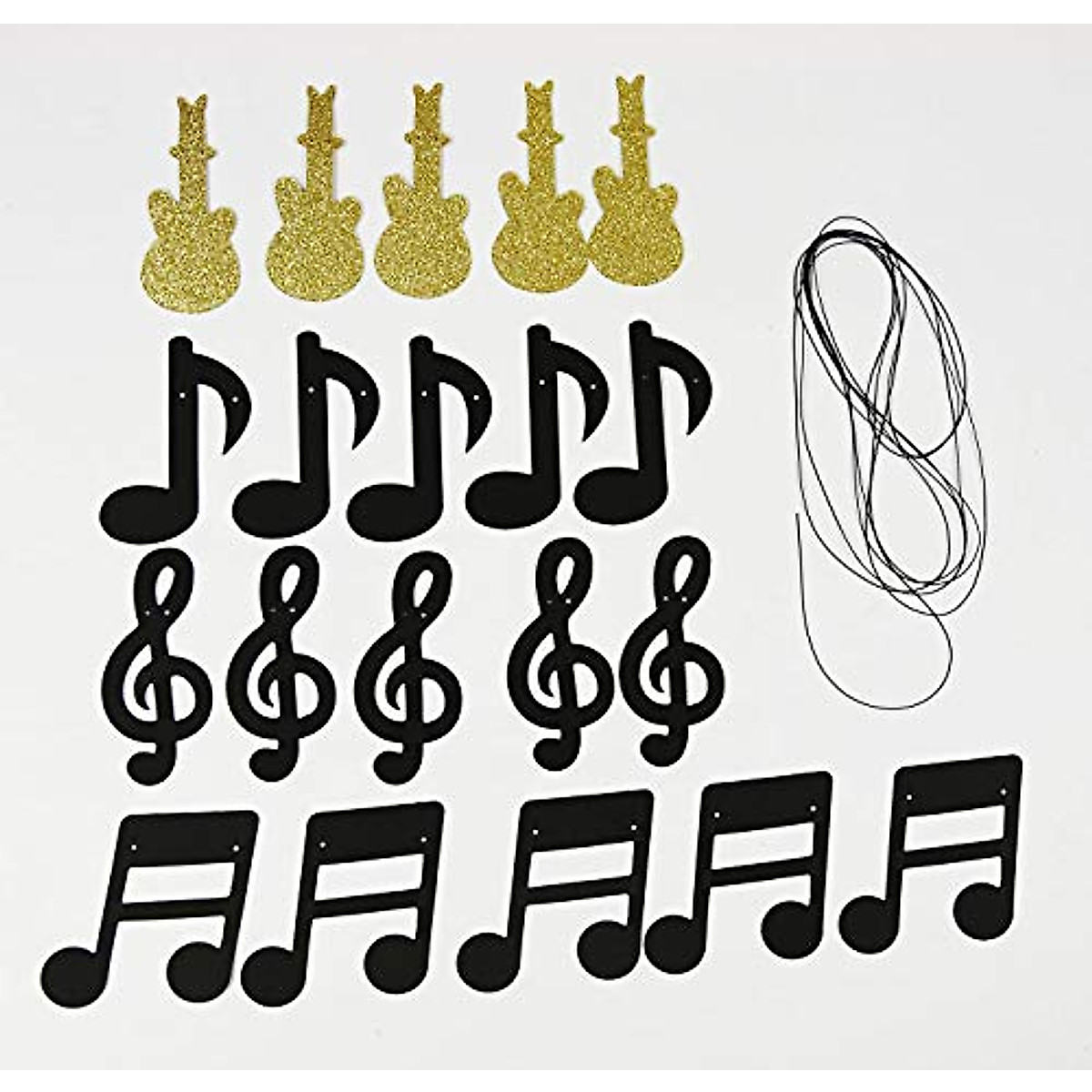 Music Party Decorations, Music Notes Decorations Music Note Garland Black Gold G Clef Garland, Music Party Banner, Music Birthday, Black Gold Music Theme Party,Rock Star Birthday Rock and Roll Party