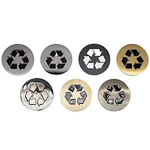 Concept Hardware Recycle Logo, Emblem, Medallion, Kitchen, Office, Cabinet Front, 1.5 inch, Stainless Steel, Brass, Matte Black (Antique Gold Black Infill)