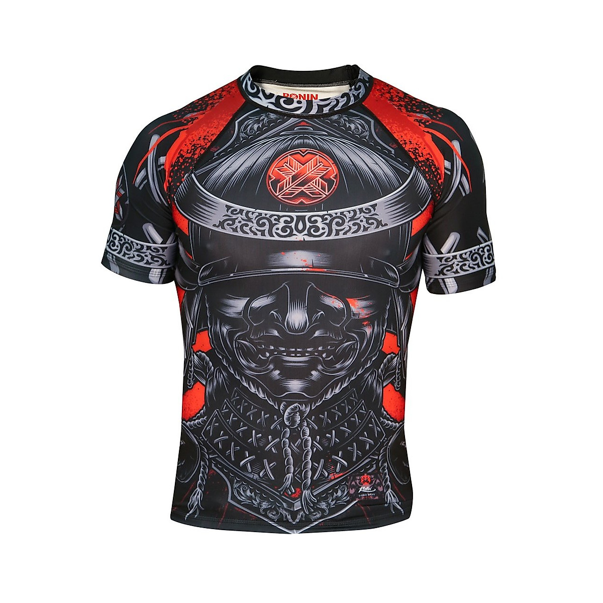 Ronin Samurai Blackout Ghost Rash Guard base layer Compression Shirt for Bjj MMA Grappling (Med)