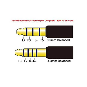 Youkamoo [ 3.5mm Balanced Right Angle ] 3.5mm Male to 4.4mm Female 8 Core Silver Plated Headphone Earphone Audio Adapter Cable New in Box 3.5mm Balanced to 4.4mm Balanced
