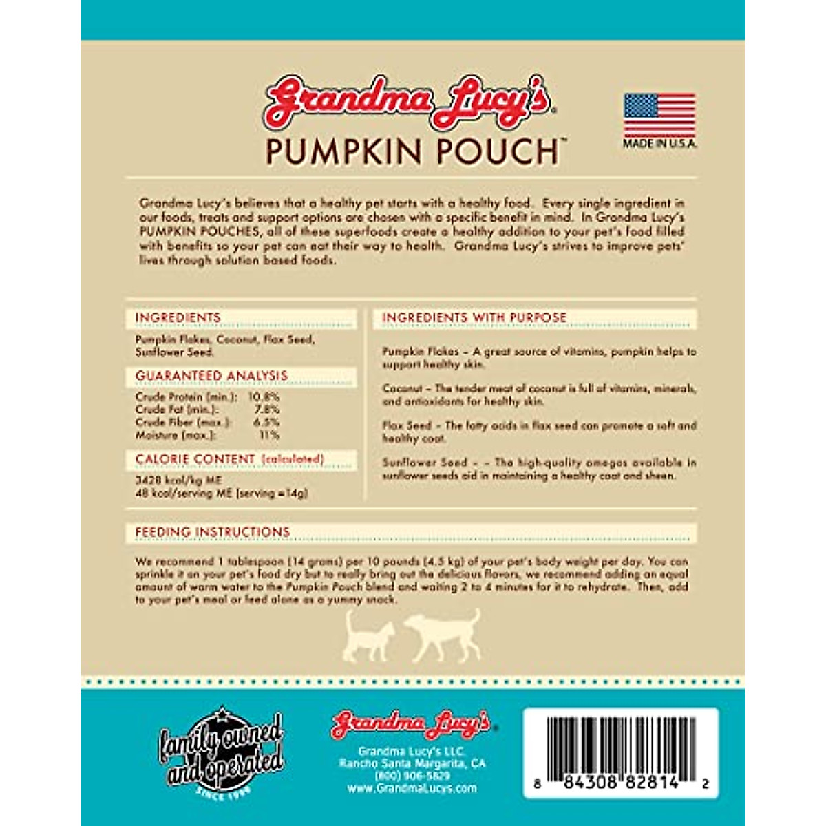 grandma lucy's Pumpkin Pouch 6 oz, Skin and Coat