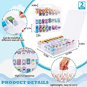 2 Pack Toy Storage Container and Organizer Case with 48 Compartments Toy Cars Storage Case Small Toy Organizer Cars Carrying Case Compatible with Cars, Small Dolls, Tiny Toys, Crafts Supplies