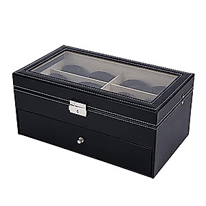 AUTOARK Leather 12 Piece Eyeglasses Storage and Sunglass Glasses Display Drawer Lockable Case Organizer,Black,AW-023