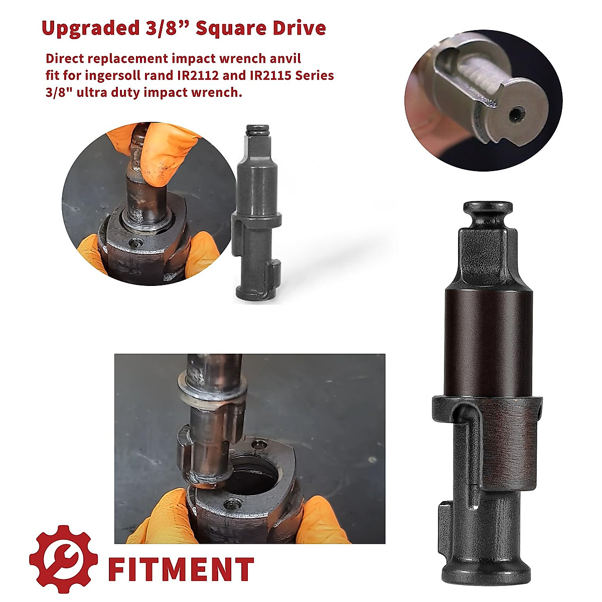 3/8" Impact Wrench Anvil Repair Kit Fit for Ingersoll Rand Air Impact IR2112 & IR2115 Replacement Part, Comes with Retainer and Support Ring