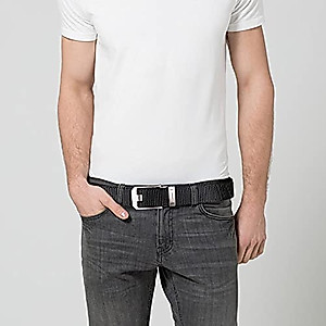 JUKMO Ratchet Belt for Men, Nylon Web Tactical Belt with Automatic Slide Buckle, Adjustable Trim to Fit (Black, For Waist 20"-40" (Length 47"))