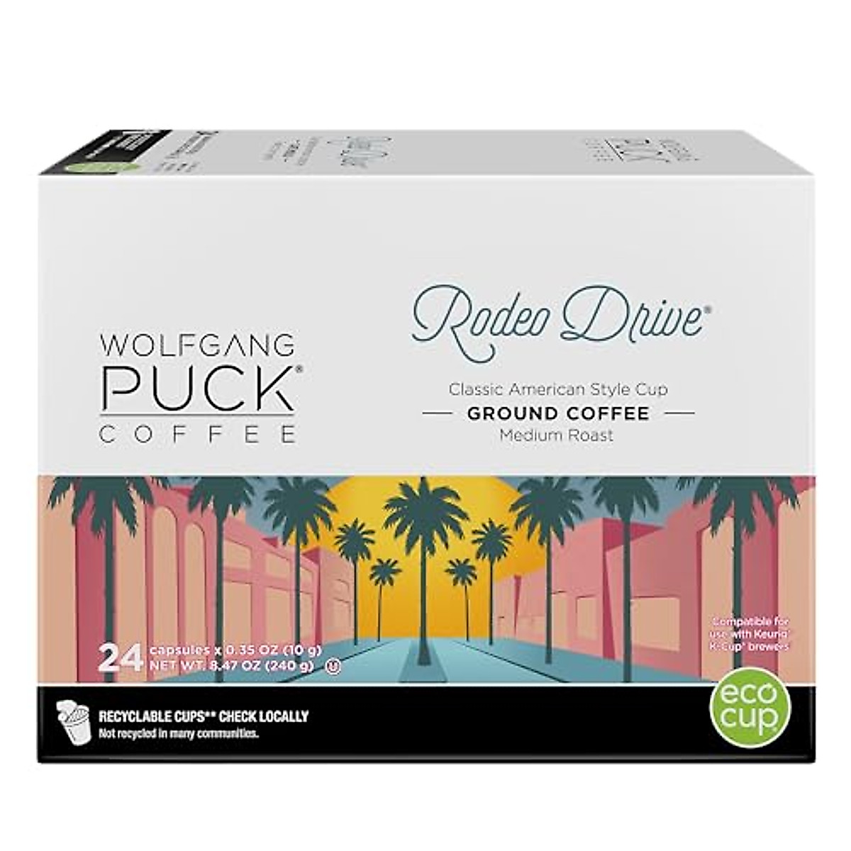 Wolfgang Puck Coffee Single Serve Capsules, Medium Roast, Compatible with Keurig K-Cup Brewers, Rodeo Drive, 24 Count (Pack of 1)