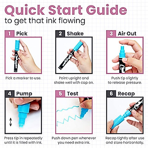 Metallic Chalk Markers (10 Pack) Liquid Chalk Pens - For Blackboards, Chalkboard, Bistro Menu, Window - Wet Wipe Erasable - 6mm Reversible Bullet & Chisel Tip