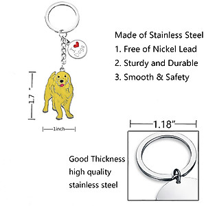FUSTMW Golden Retriever Keychain Gifts Golden Retriever Dog Lover Owner Gifts Golden Retriever Charm Keyring Dog Mom Dad Gifts (Silver)