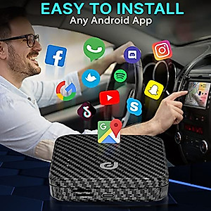 PyleUsa Wireless CarPlay Android Auto Multimedia Video Box,4GB RAM 64GB ROM,2.4GHz,5GHz Dual Band WiFi BT,Octa Core 64Bit,4K Full HD,H.265,USB3.0 Android Box,Screen Mirroring, Install Android Apps