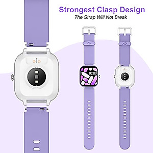HENGTO Fitness Tracker Watch for Kids, IP68 Waterproof Kids Smart Watch with 1.4" DIY Watch Face 19 Sport Modes, Pedometers, Heart Rate, Sleep Monitor, Great Gift for Boys Girls Teens 6-16 (Purple)