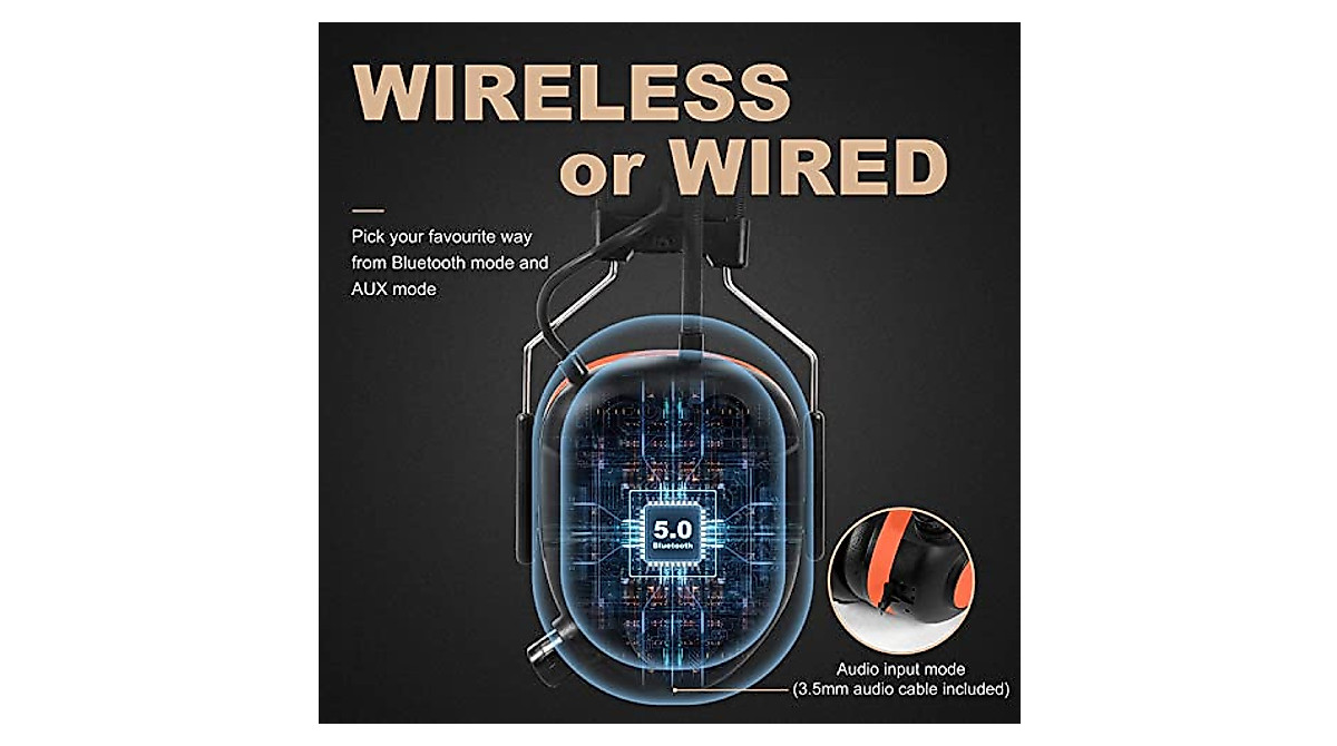 Bluetooth Hearing Protection Headphones with Radio and Noise Cancellation
