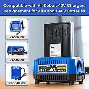 eJiasu Replacement for Kobalt 40V Battery: 6.0Ah Lithium ion Replace for 40 Volt Max Batteries KB-540-06 KB440-06‎ KB240-06 KB2540C-06 KB640-03 Cordless Power Tool Battery (Blue)
