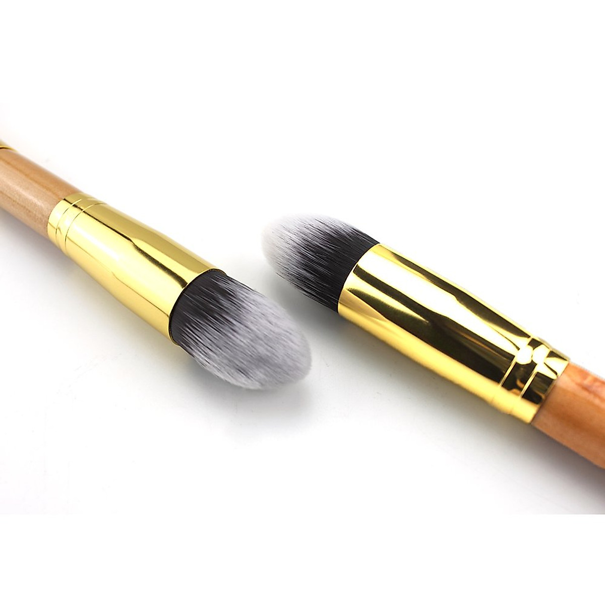 NMKL38 Double Ended Contour Highlight Makeup Brush for Cream, Powder, Foundation, Bronzer and Concealer Blending, Contouring and Highlighting Cosmetics Brush - Vegan and Cruelty Free