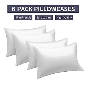 Premium White Pillowcases 6 Pack, Standard Queen Size, Soft Brushed 1800 Thread Count Microfiber, Allergies Free, Wrinkle Resistant, Tailoring Iron, 0.5 Dozen Bulk Pillowcases Set