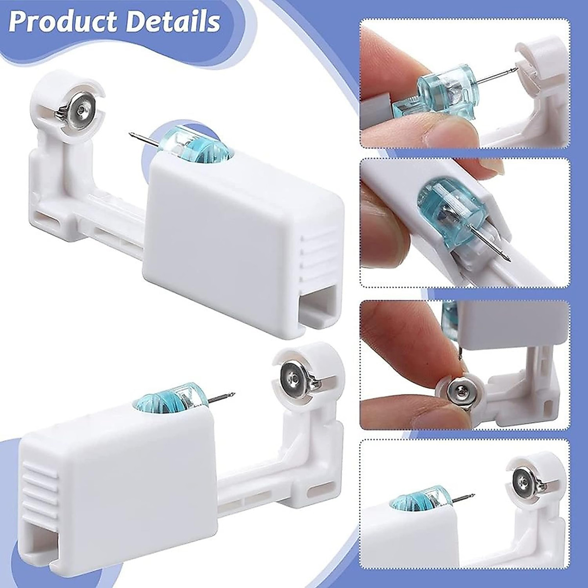 prgislew Ear Piercing Gun Kit 18Pcs Disposable Ear Piercing Kit Including 6Pcs Self Ear Piercing Gun with 6Pcs Built-in Earrings Stud 6Pcs Clean Tools for Ear Cartilage Tragus Helix Piercing Kit