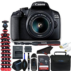 Canon EOS 2000D / Rebel T7 Digital SLR Camera Body w/EF-S 18-55mm f/3.5-5.6 Lens 3 Lens DSLR Kit + Pixibytes Basic Bundle (International Bundle) (Renewed)