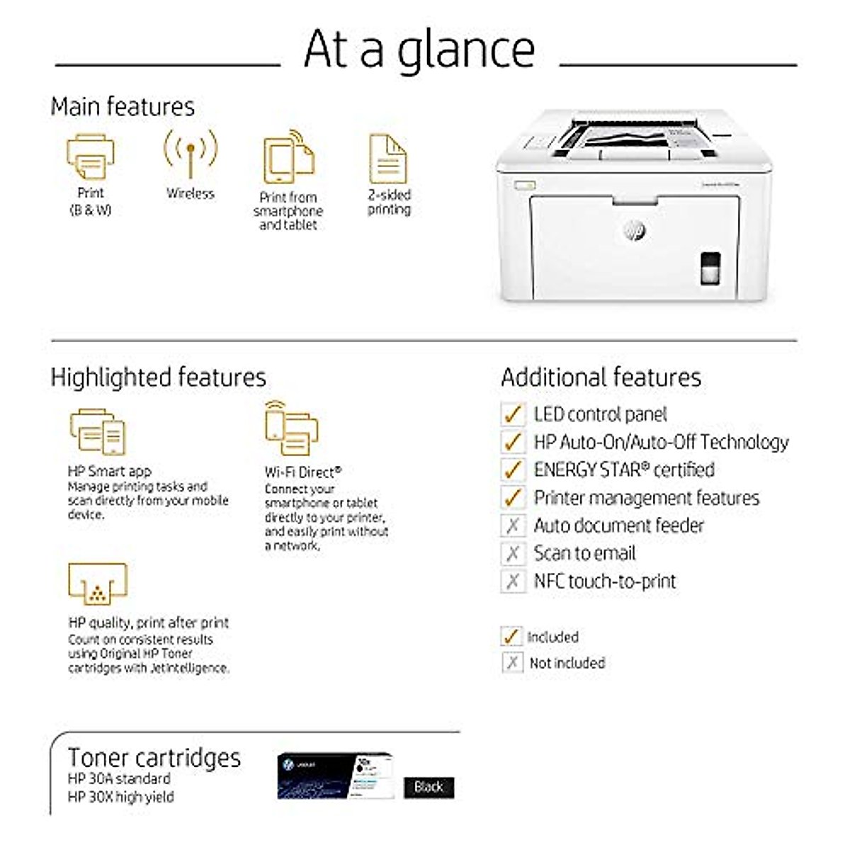 HP LaserJet Pro M203dw Wireless Monochrome Printer with built-in Ethernet & 2-sided printing, works with Alexa (G3Q47A)