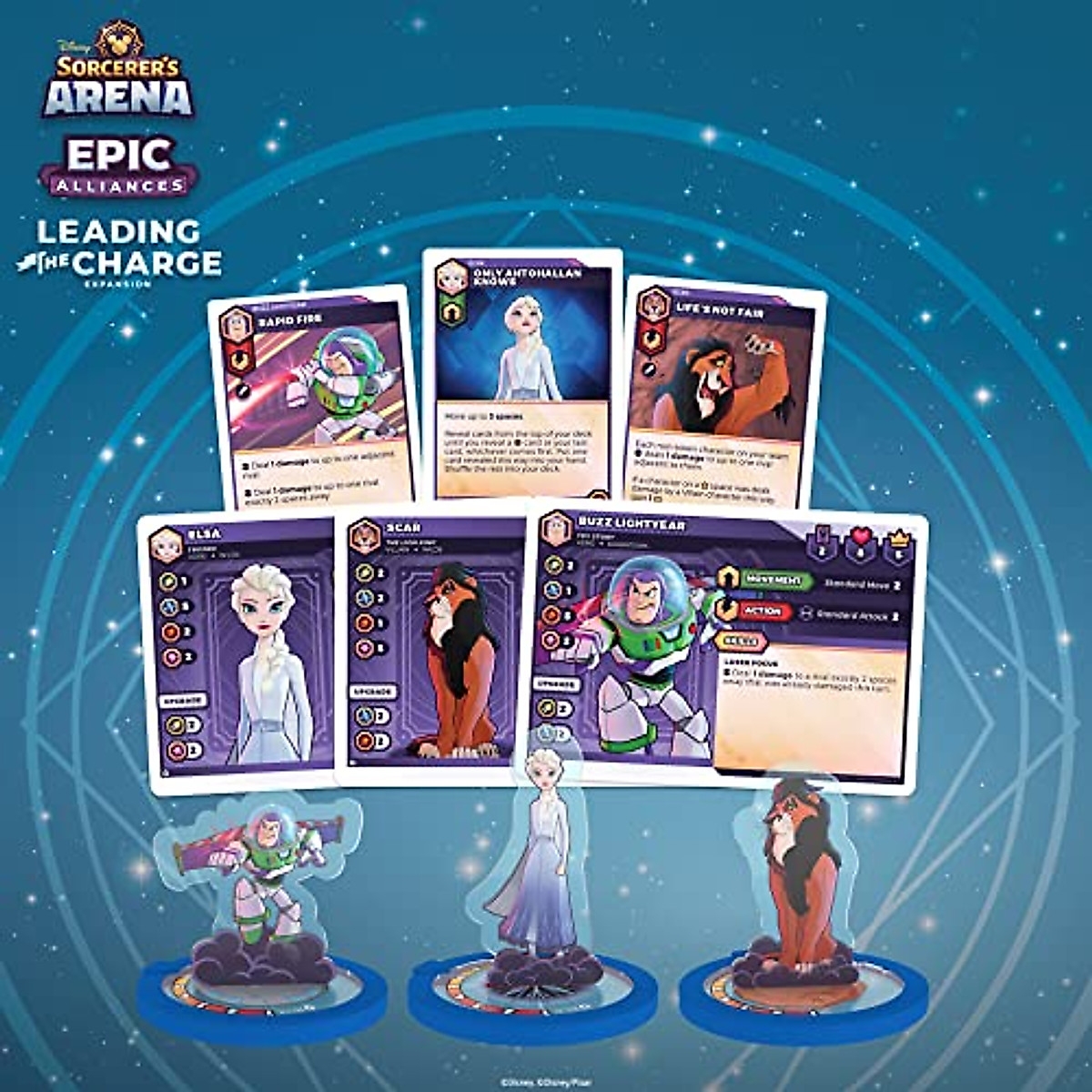 Disney Sorcerer’s Arena: Epic Alliances Leading The Charge Expansion | Featuring Buzz Lightyear, Scar, and Elsa | Officially-Licensed Disney Strategy & Family Board Game