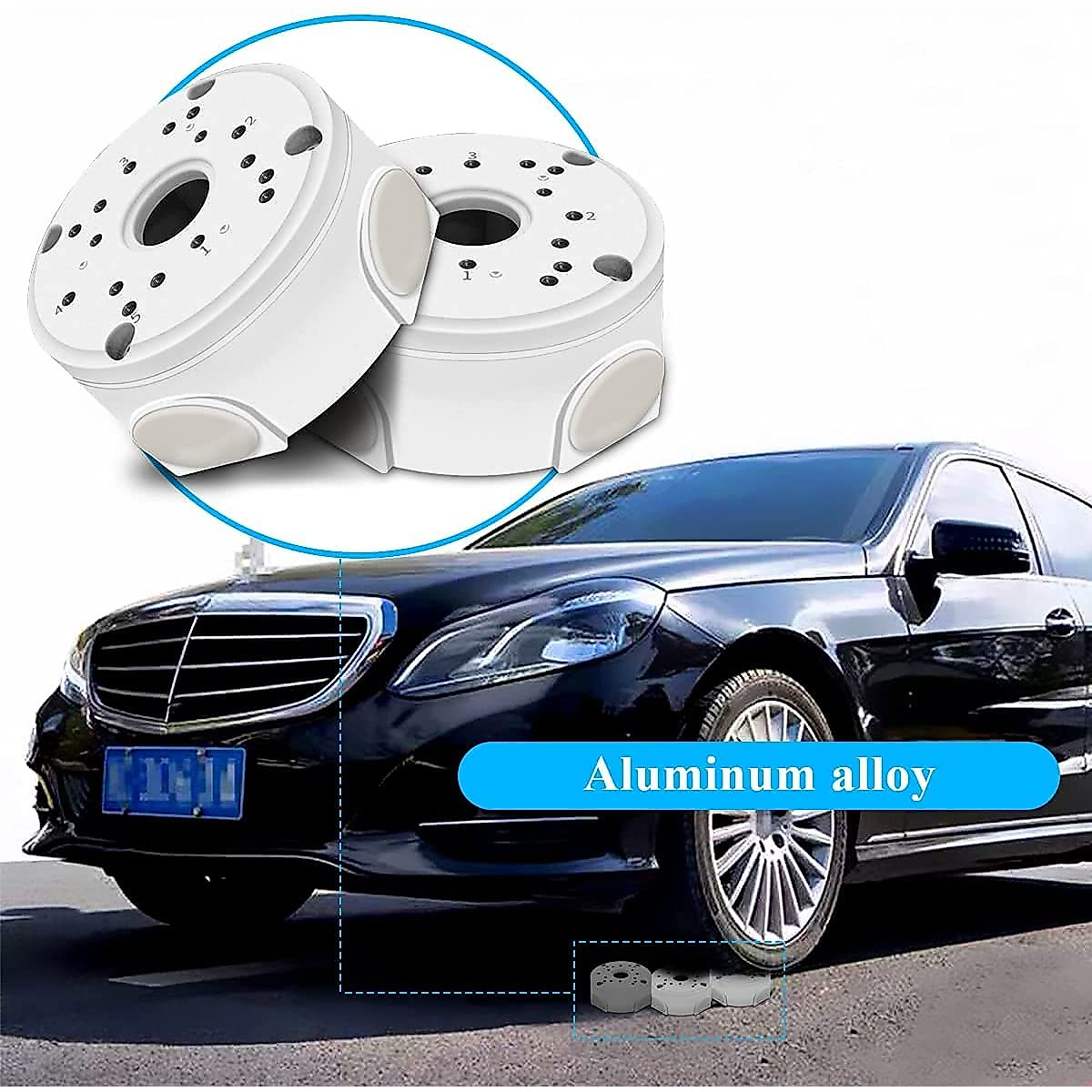 (Metal Aluminum & Waterproof) Junction Box Mount Bracket, Universal for Bullet Security Camera, Aluminum Waterproof Hide Cable Junction Box Compatible with Solar Panel, Fits Wall Ceiling (4pcs)