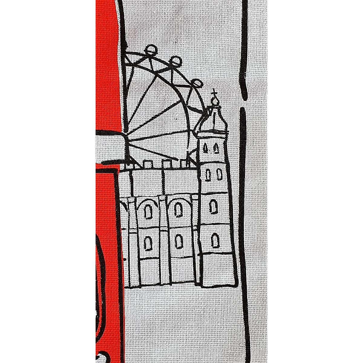 Sketchy Red London Bus Tea Towel Souvenir Sketch Routemaster Cartoon Drawing Souvenir Gift White by Elgate