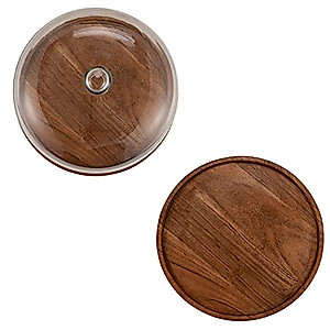 BIRDROCK HOME Cake Stand with Glass Dome and Wood Base - Wood Iron Dessert Serving Tray - Rustic Farmhouse Dessert Stand - Modern Party Oversized Server - Table Kitchen Home Display - Round