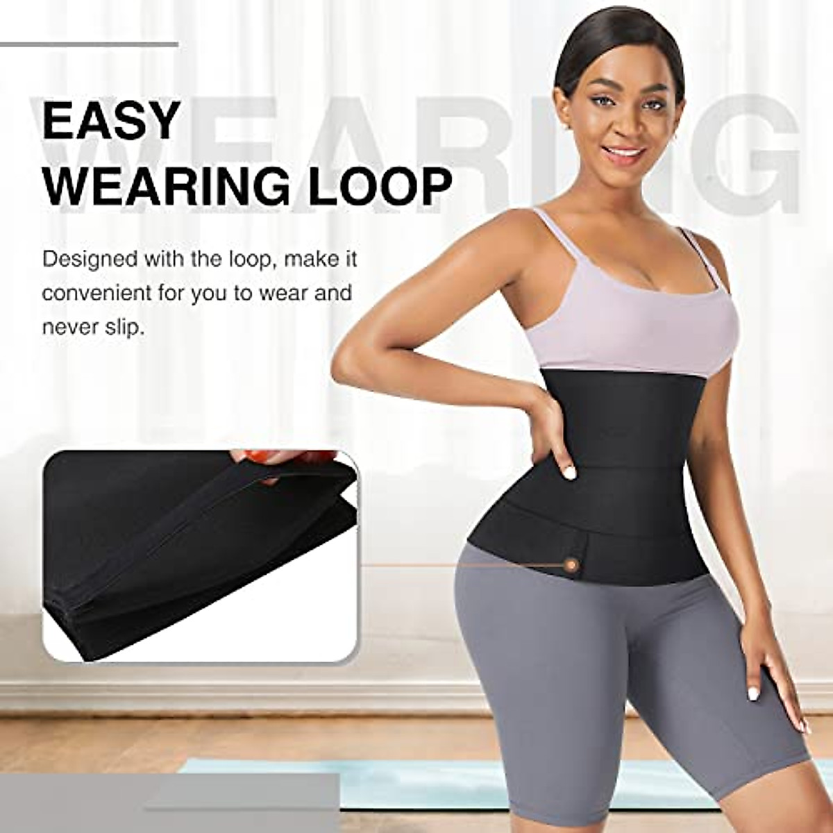 FeelinGirl Waist Trainer for Women Waist Wrap Tummy Control Waist Shaper with Loop Waist Trainer for Lower Belly Fat