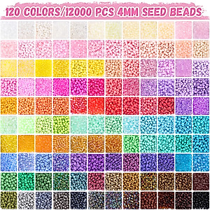 Funtopia 4mm 13000pcs+ Seed Beads for Jewelry Making, 120 Colors Small Glass Beads for Bracelets, Friendship Bracelet Kit with Alphabet Letter Beads Smile Face Beads for DIY, Art and Craft