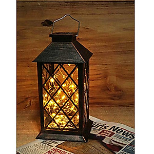 Solar Lantern Outdoor, Hanging Solar Light with 30 LED Fairy String Lights and Handle, Waterproof Decorative Landscape Lamp for Table Garden Patio Yard (Yellow)