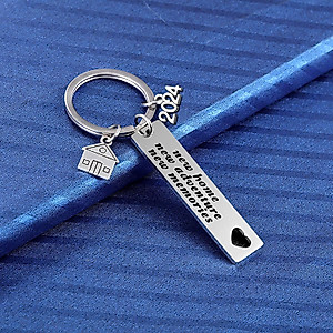 2024 New Home New Adventures New Memories Keychain Housewarming Gift for New Homeowners New House Keyring Moving In Together First Home Key Chain