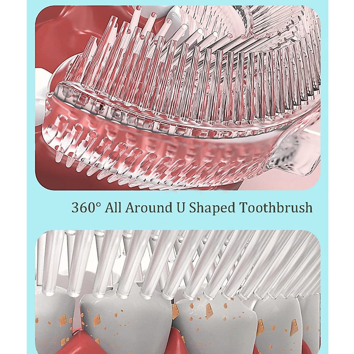 newrichbee 3 Pack U Shaped Toothbrush Kids,Food Grade Silicone Head, Kids Toothbrush for Age 2-6 Years Old(Pink&Blue&Green)