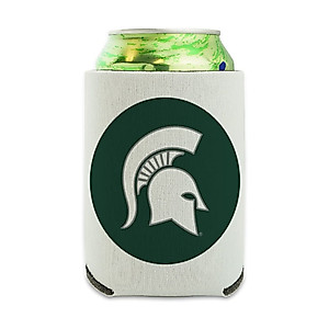 Michigan State Spartan Logo Can Cooler - Drink Sleeve Hugger Collapsible Insulator - Beverage Insulated Holder