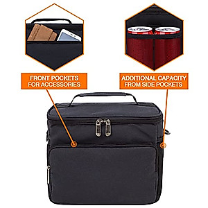 Venture Pal Insulated Lunch Bags for Women/Men - Large Resuable Leakproof Lunch Box with Removable Shoulder Strap,Durable Cooler Tote Bag for Work Picnic Beach-Black