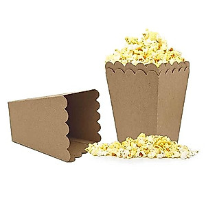 AimtoHome Kraft Paper Popcorn Boxes Mini Paper Popcorn Box Cardboard Popcorn Container for Party, Pack of 24
