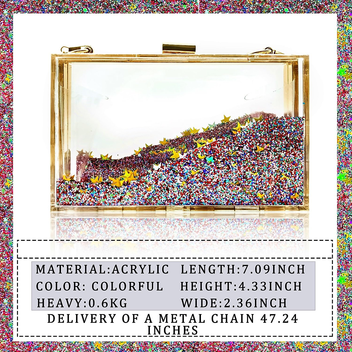 JeVenis Womens Transparent Sequins Chain Clutch Evening Handbag Party Cross-body Purse (New Multicoloured)