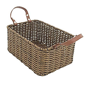 HDKJ PP Tube Storage Basket with handle,Rectangular storage basket,Decorative Home Storage Bins. (Brown, Small)