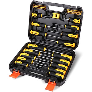 HORUSDY 58-piece Magnetic Screwdrivers Set with Case, Include Phillips, Slotted, Pozidriv, Square, Hexagon, Torx and Magnetizer demagnetizer Screwdriver Set for Tools for Men