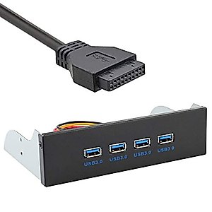 Xiwai USB 3.0 HUB 4 Ports Front Panel to Motherboard 20Pin Connector Cable for 5.25" CD-ROM Bay