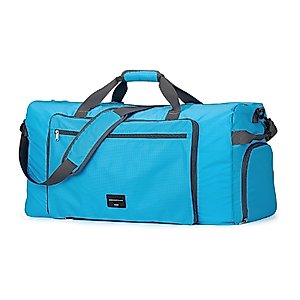 Hanke Travel Duffle Bag For Men & Women,Large Foldable Gym Bag with Shoes and Basketball Compartment, Lightweight Carry On Weekender bags,Waterproof & Tear Resistant Overnight Bags. (Sky Blue)