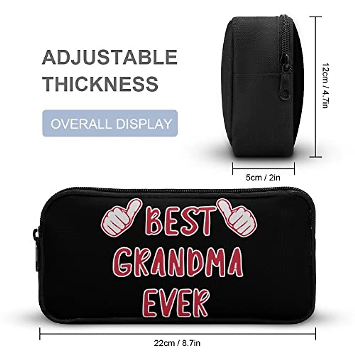 Best Grandma Ever Pencil Case Stationery Pen Pouch Portable Makeup Storage Bag Organizer Gift