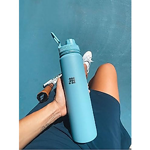 Cubitt Insulated Sports Hydro Water Bottle 24 oz, 2 Lids (Coffee Lid and Wide Mouth Twist Sports Lid), Stainless Steel, Double Walled. Cold for up to 24 hours, Hot for up to 12 hours. (Blue 24 oz)
