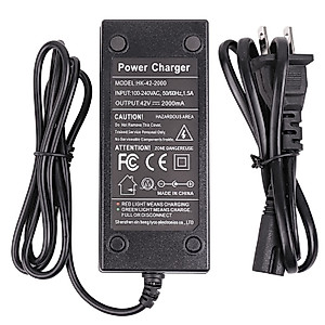 42V 2A DC Charger Power Supply Adapter Connector for 36V Electric Bike Lithium Battery Charger, for 36V li-on Battery Pack, , Diameter 5.5mm, 2.1mm Green