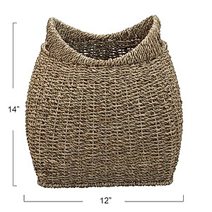 Household Essentials Handled Basket, Natural Seagrass