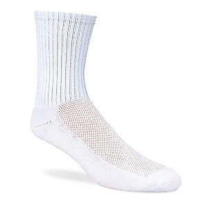 Jox Sox Mens Cushioned Crew Socks, White, Large