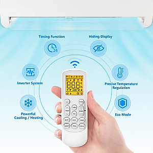 Leadzm 9,000 BTU Mini Split AC/Heating System with Inverter, 115V 19 SEER Energy Saving Ductless Split-System Air Conditioner with Pre-Charged Condenser, Heat Pump, Remote Control & Installation Kit